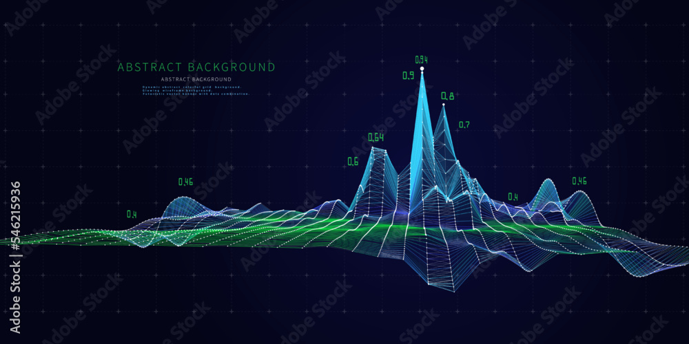 Abstract background with lines grid and data on dark. Technology futuristic polygonaly concept ...