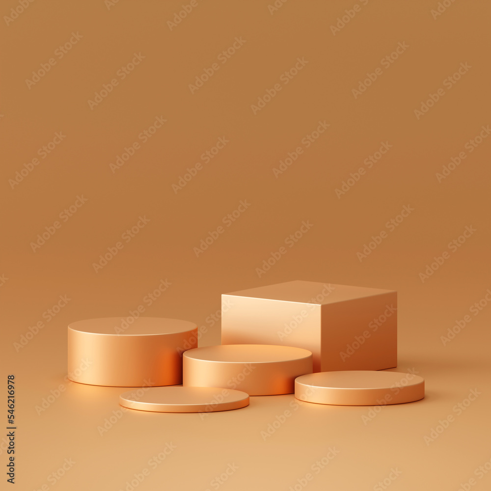 Gold podium stage 3d background of empty luxury show product display ...