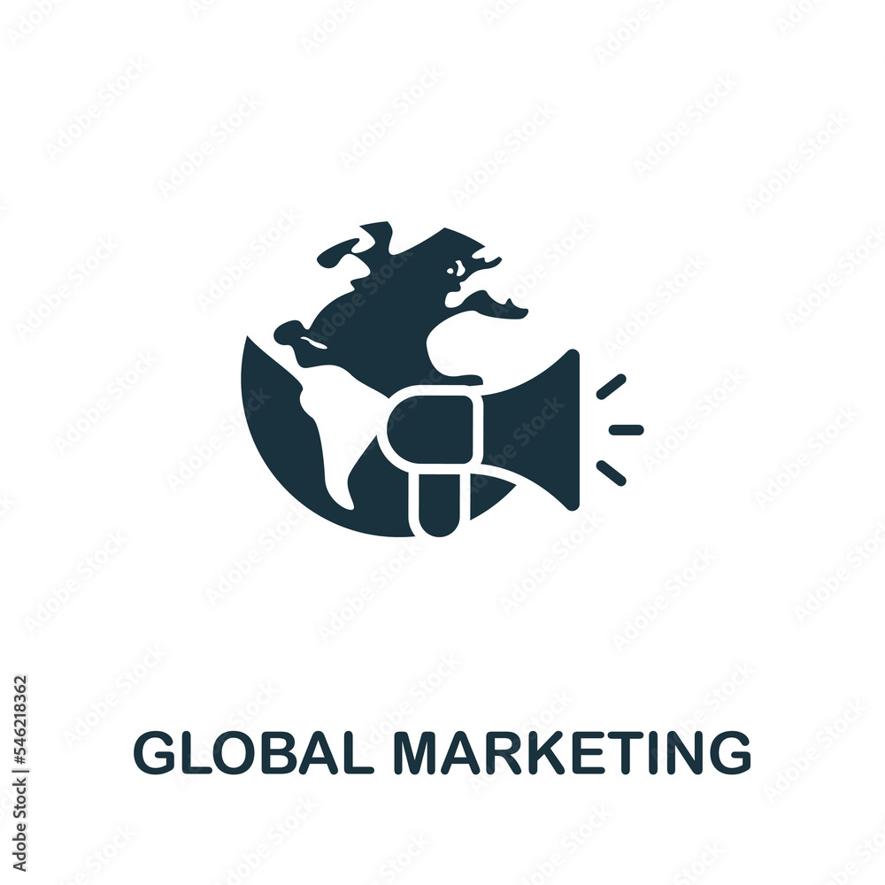 Global Marketing icon. Monochrome simple Marketing Strategy icon for ...