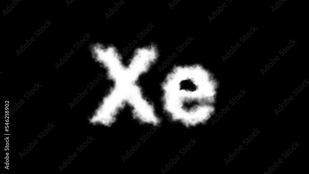 Xe or Xenon Molecule Symbol Smoke Cloud Text Effects Animation on Black ...