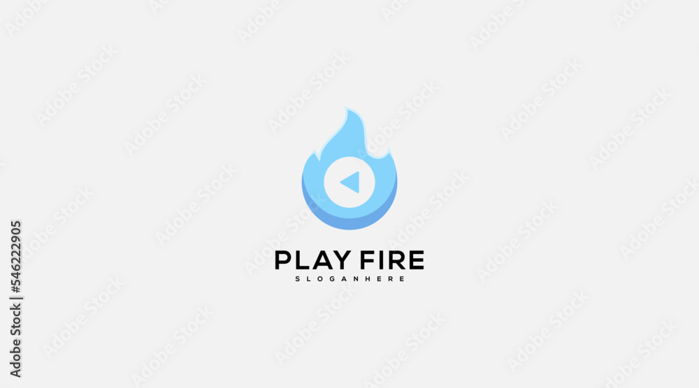 fire and play button logo design vector template Stock Vector | Adobe Stock