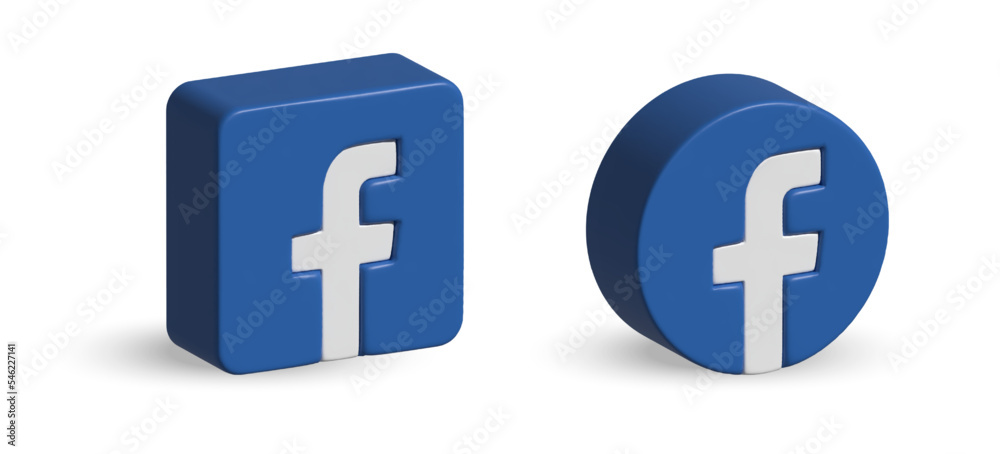 Facebook 3d popular social media logo.Social media app realistic logo ...