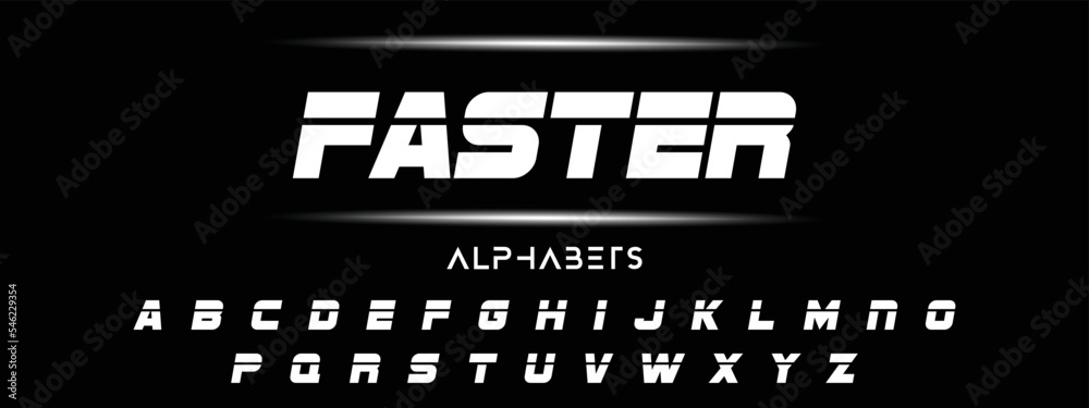 FASTER Sports minimal tech font letter set. Luxury vector typeface for ...