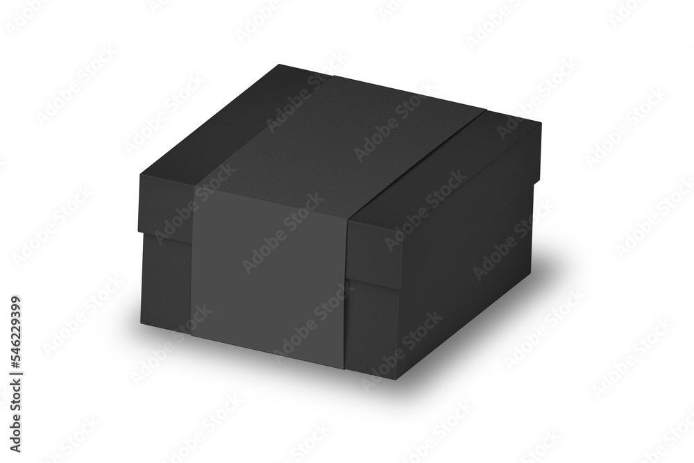 Black gift box packaging mockup isolated on white background. 3d ...