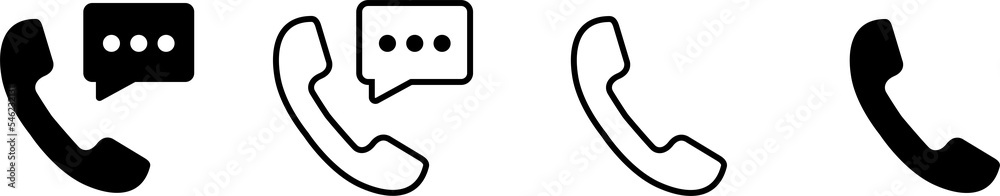 Vector black and white phone icons on transparent background. Phone ...