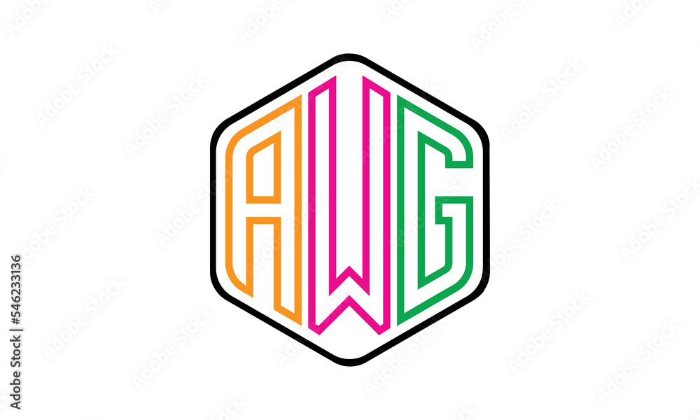 AWG three-letter polygon iconic logo design vector template, monogram ...