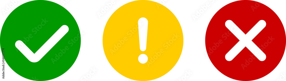 Checkmark icon and X. Icon for an application or website. Green and red ...