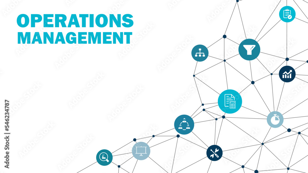 Operations management vector illustration. Blue concept related to ...