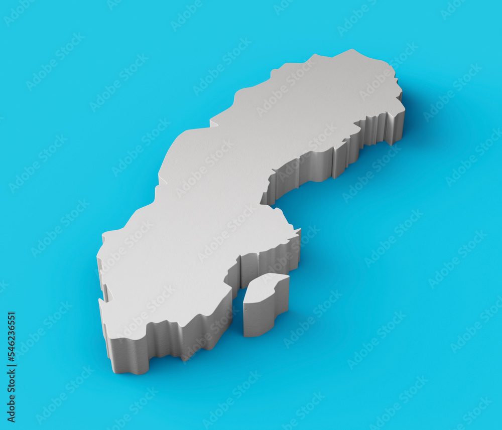 Sweden 3D map Geography Cartography and topology Blue surface 3D ...