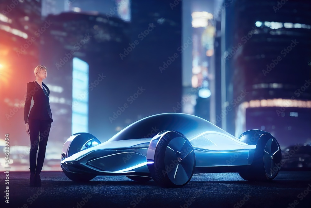 Future of Transportation concept - electric / hydrogene car in ...