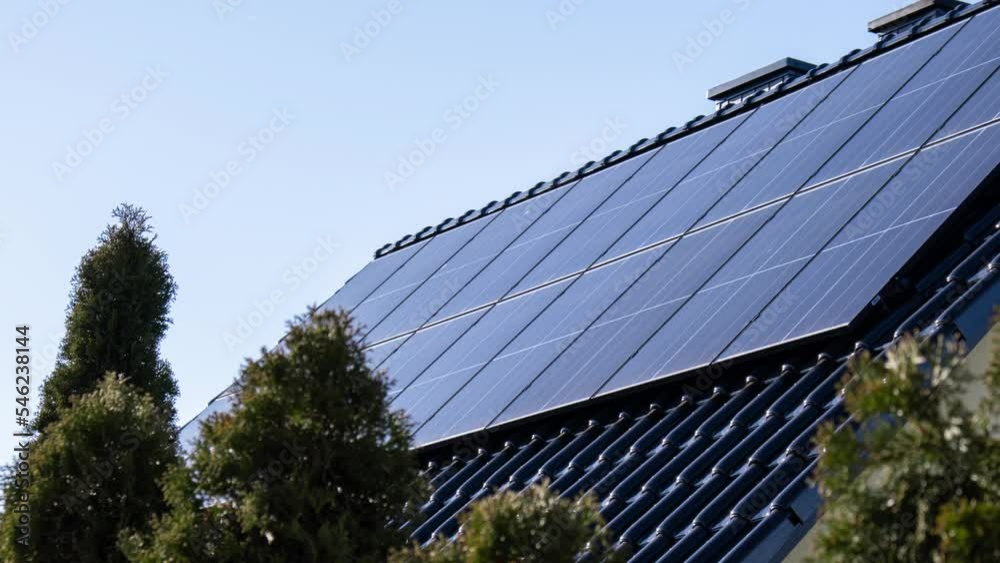 4k zoom in out New ecologic house with solar panels Alternative to ...