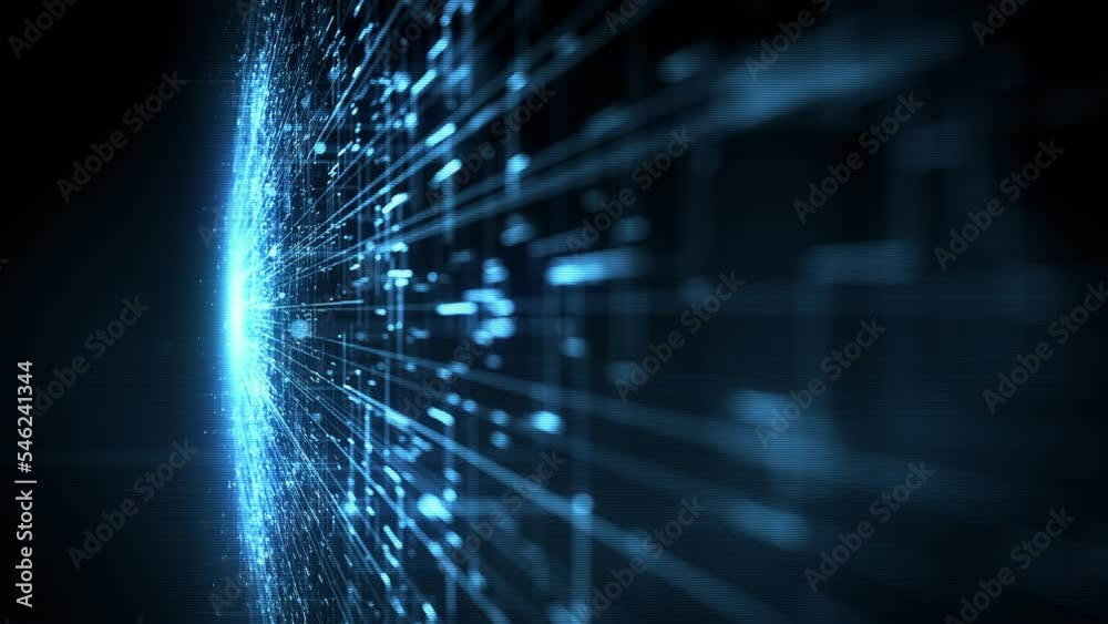 Hi-tech Space Scifi Network Landcape Background/ 4k animation of an ...