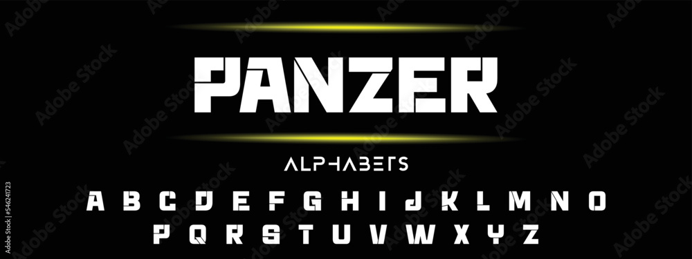 PANZER Sports minimal tech font letter set. Luxury vector typeface for ...