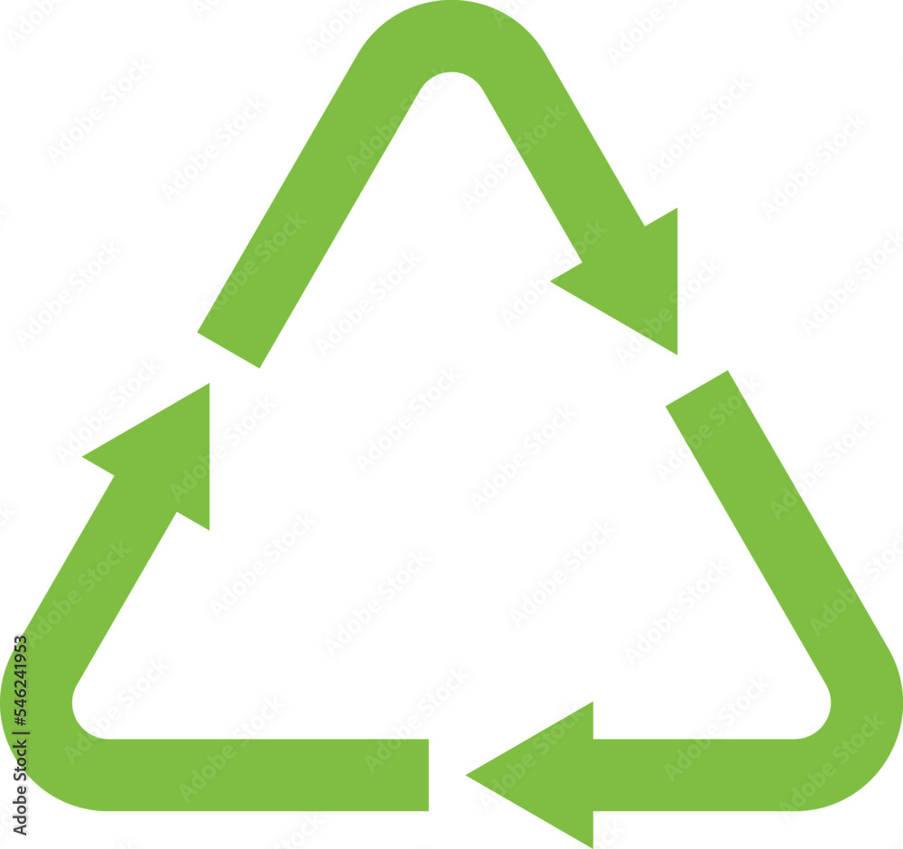 Recycle triangle arrow symbols set vector illustration. Green solid ...