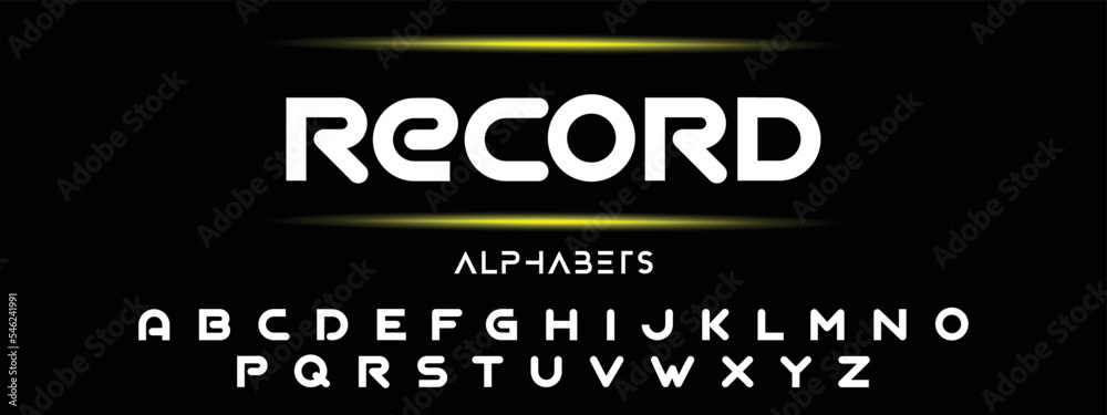 RECORD Sports minimal tech font letter set. Luxury vector typeface for ...