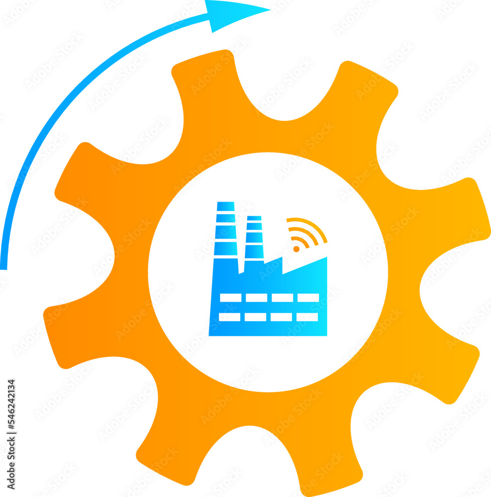 Factory and gear industry 4.0 concept set vector illustration ...