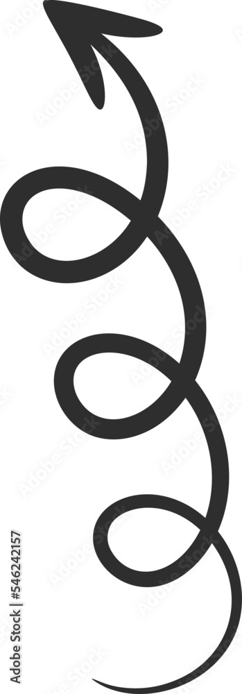 Sketchy drawing arrow vector illustration. White twisted and curled ...