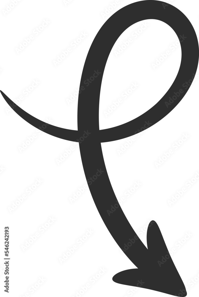 Sketchy drawing arrow vector illustration. White twisted and curled ...
