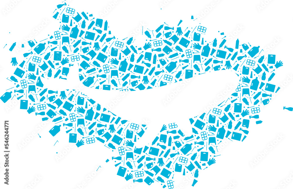 Whale plastic trash planet pollution concept vector illustration. Ocean ...