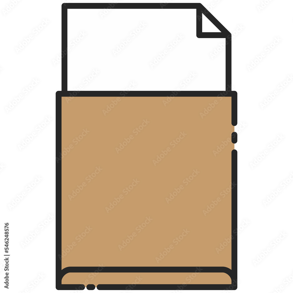 Cartoon Blank White Paper and Brown Paper Envelope Folder. Stock ...