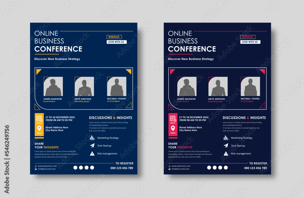 Business conference live meeting & event flyer template. Corporate ...