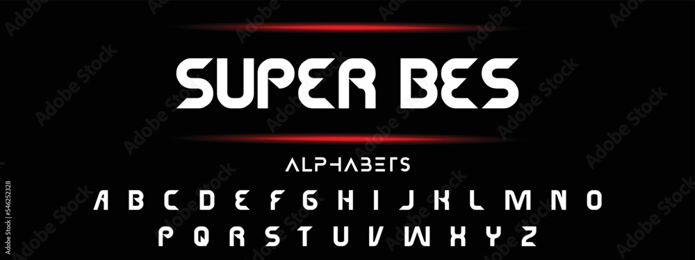 Vetor de SUPER BES Minimal urban font. Typography with dot regular and ...