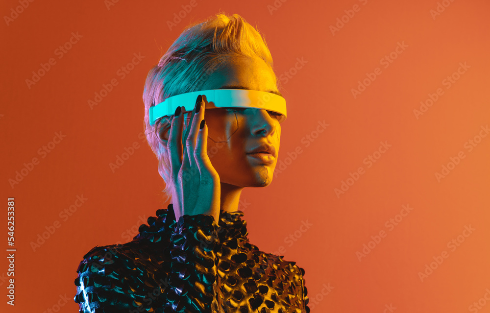 Representation of a bionic super human with advanced technology parts ...