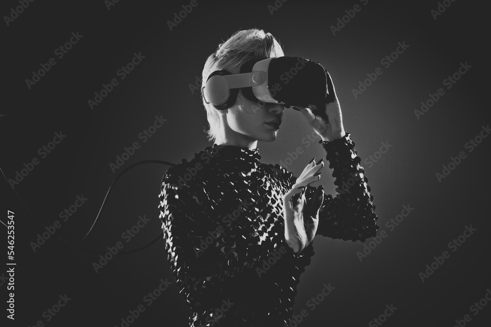 Representation of a bionic super human with advanced technology parts ...