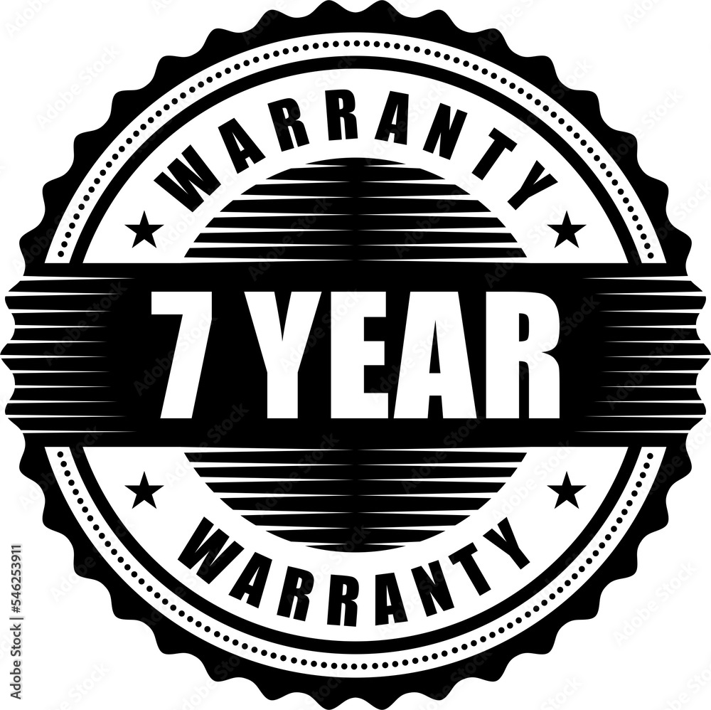 7 year warranty stamp badge isolated on white background. warranty ...