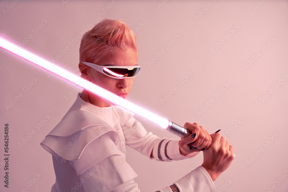 Representation of a bionic super human with advanced technology parts ...