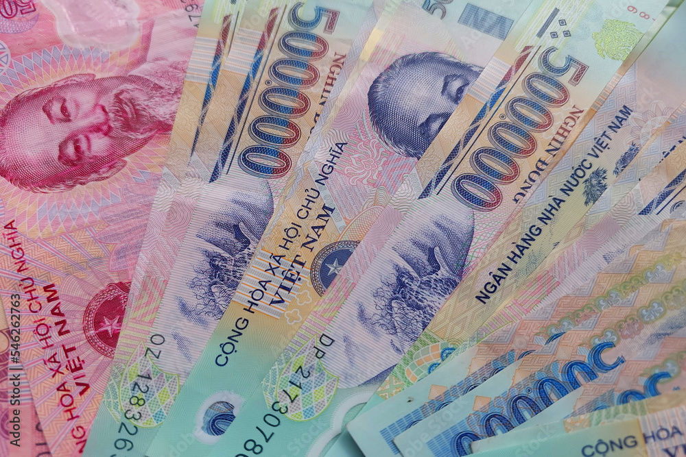 Vietnamese dong banknotes close-up. Money background. Vietnamese ...