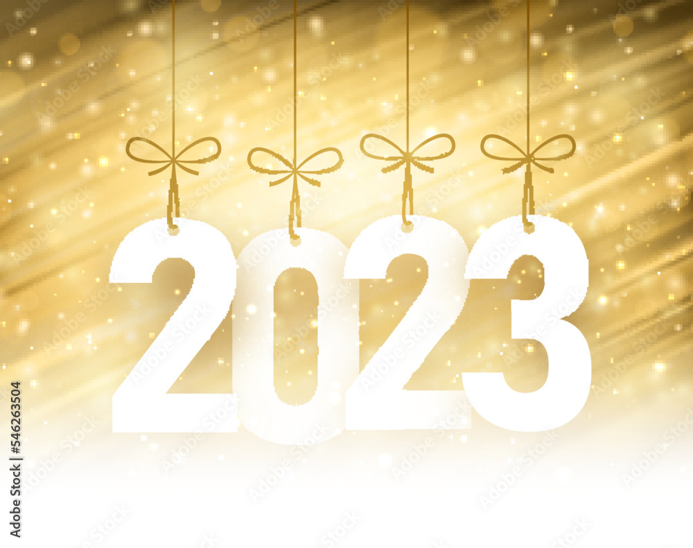Hanging 2023 sign yellow brush strokes background. Stock Vector | Adobe ...