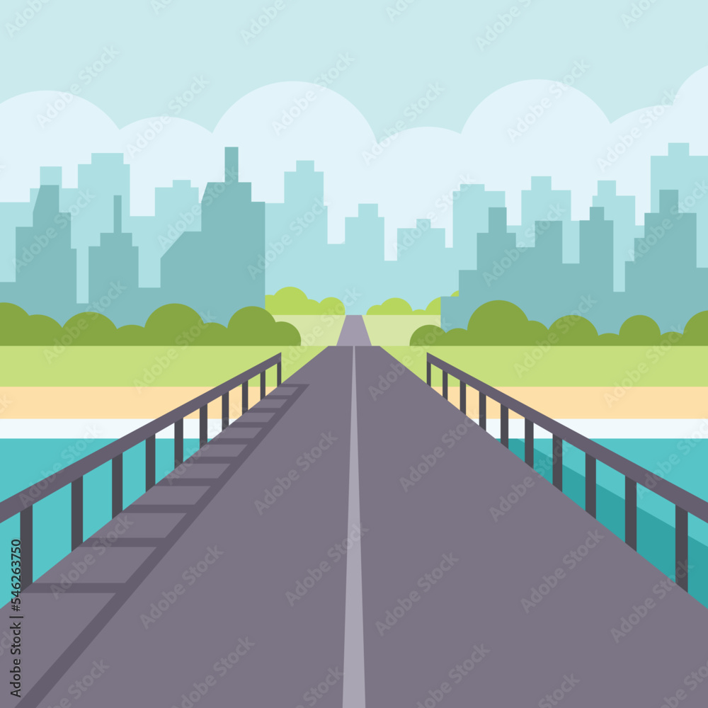 Vector Image Of A Road Towards A City, Isolated On Transparent ...