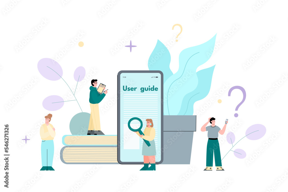 User guide or manual abstract concept, flat vector illustration ...