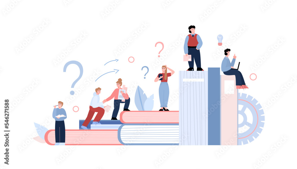 Different Skill Levels Concept Tiny People Climbing Books Abstract different-skill-levels-concept-tiny-people-climbing-books-abstract