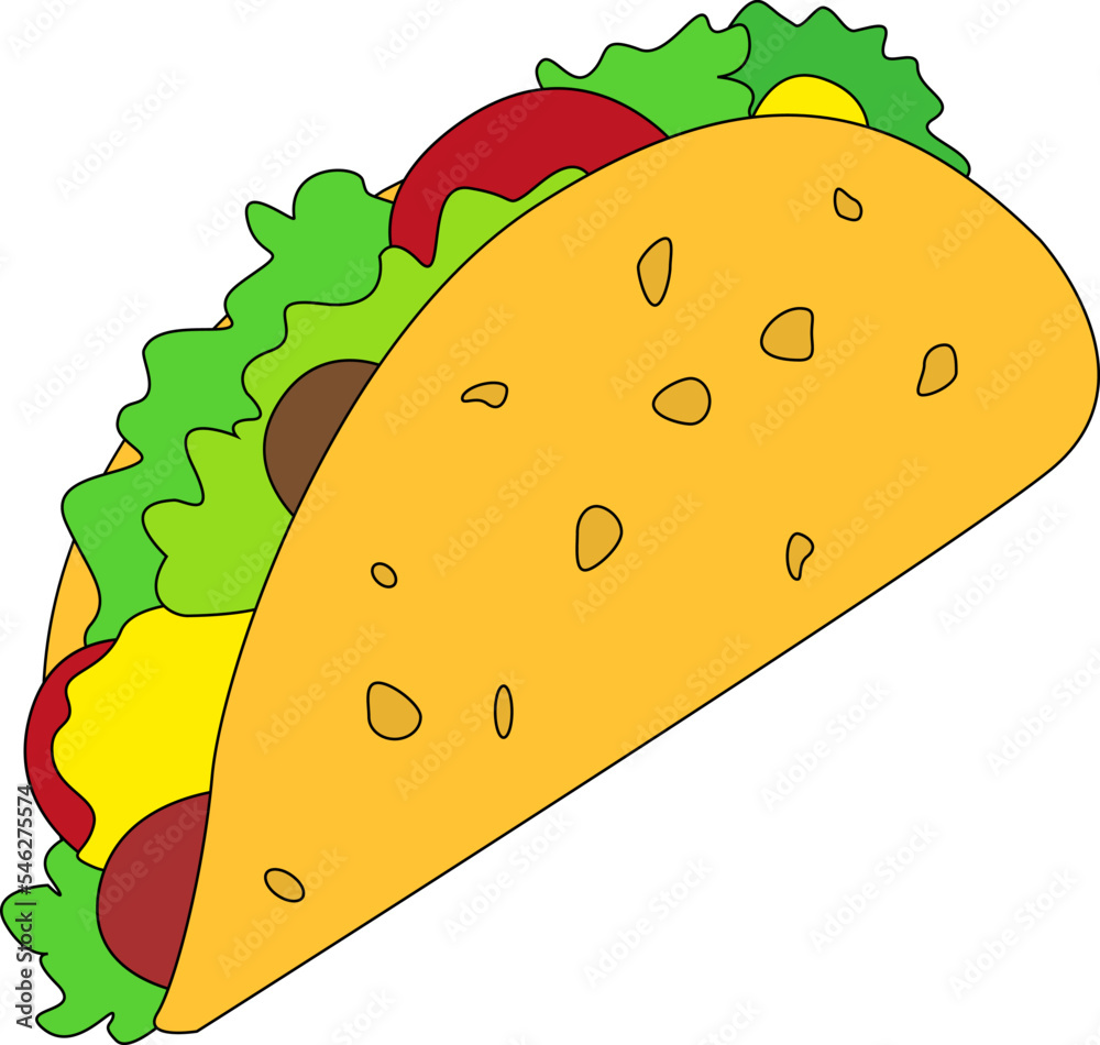 Taco. Mexican traditional food. Design for logo, menu, banner, poster ...