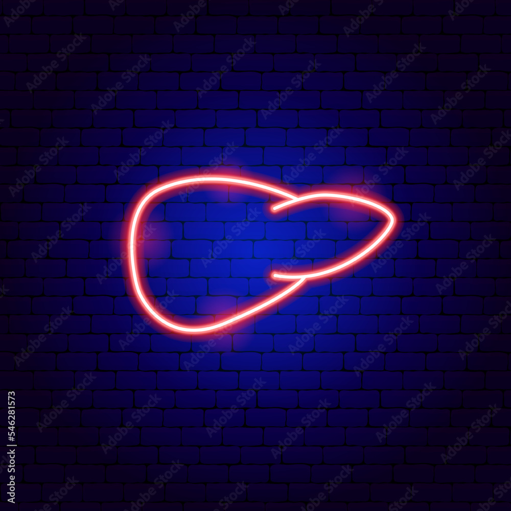 Liver Neon Sign. Vector Illustration of Medical Human Health Objects ...