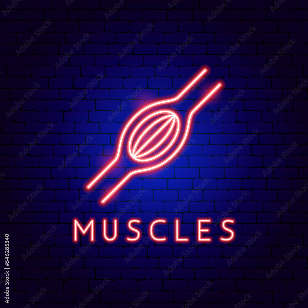 Muscles Neon Label. Vector Illustration of Medical Human Health Objects ...