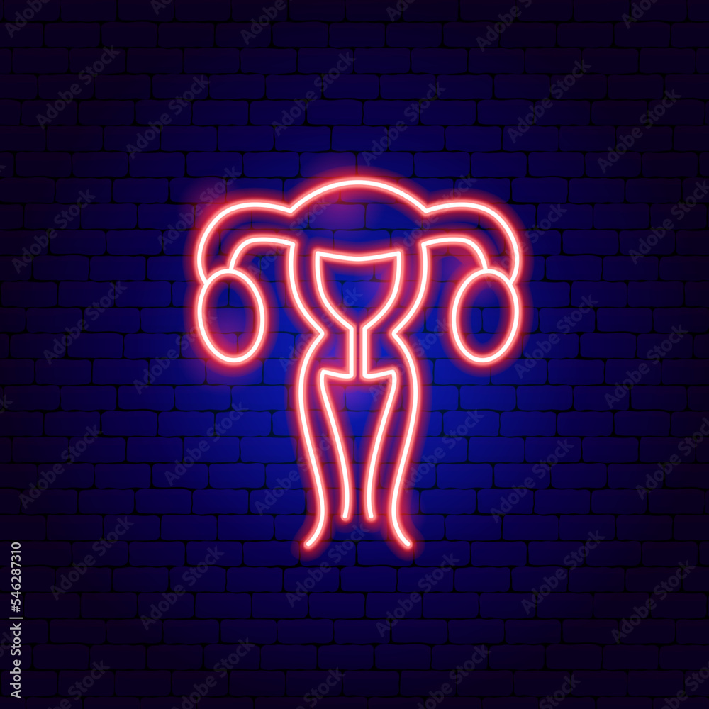 Uterus Ovaries Neon Sign. Vector Illustration of Medical Human Health ...