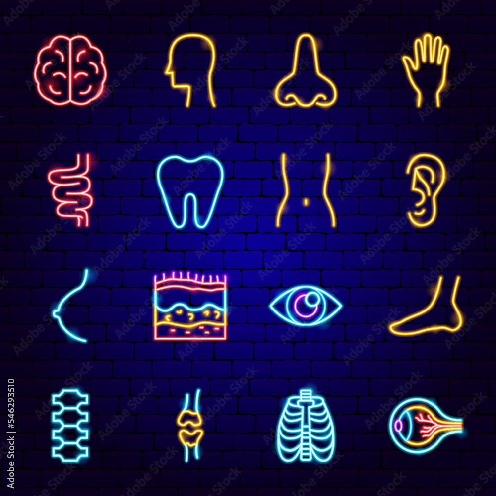 Body Organs Neon Icons. Vector Illustration of Medical Science Symbol ...