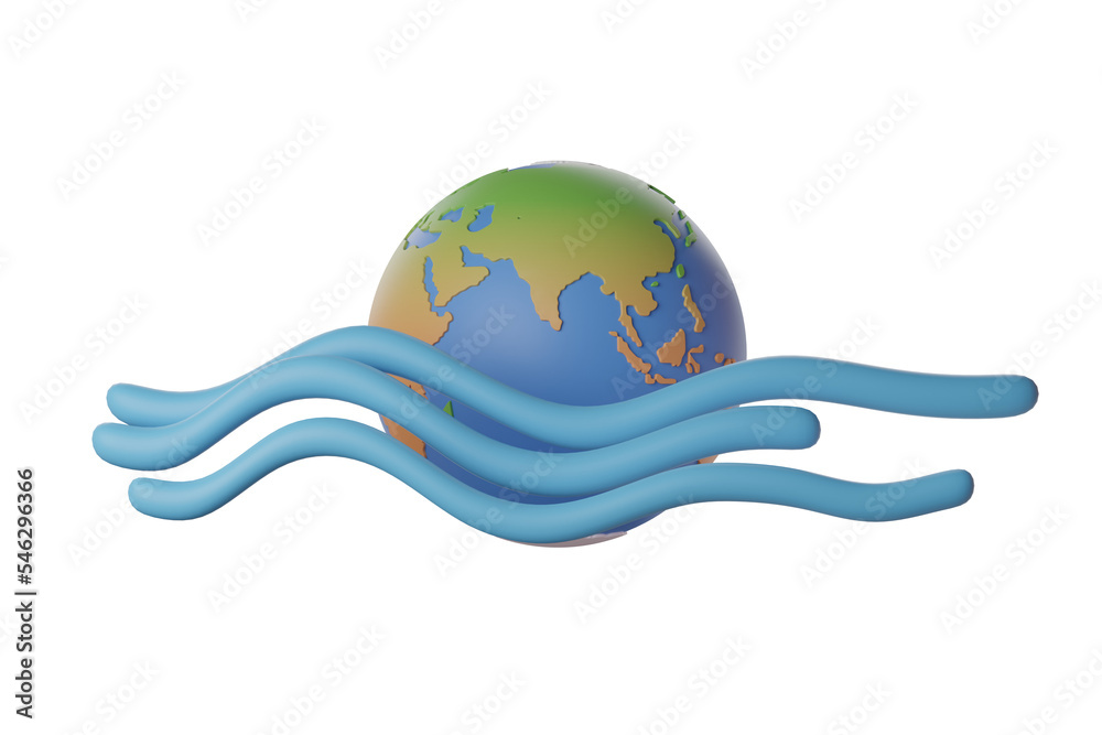 Earth with water wave metaphor climate change and high temperature ...