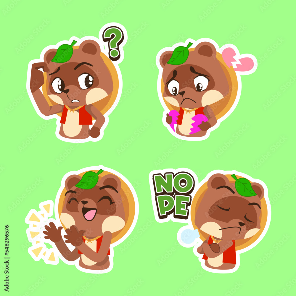 cute tanuki vector set, tanuki illustration Stock Vector | Adobe Stock