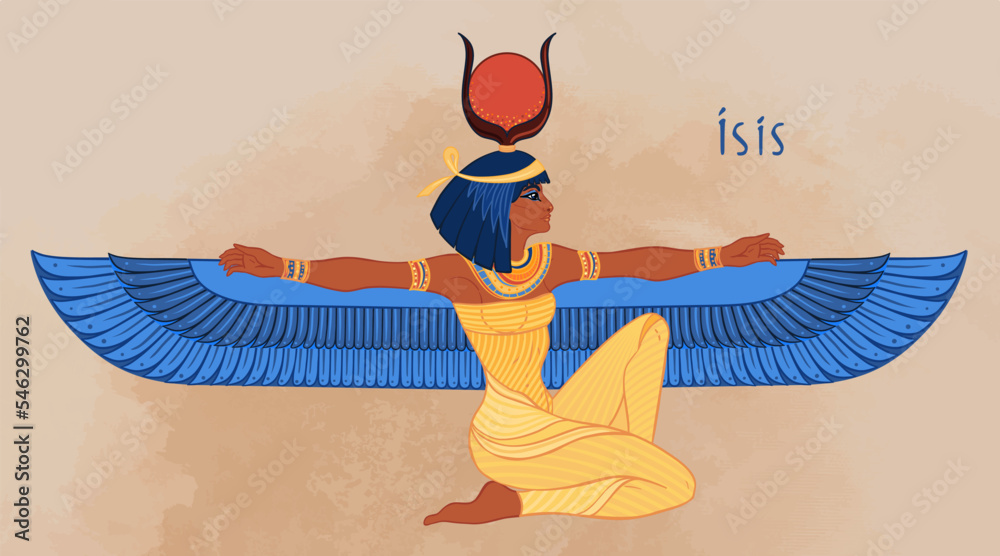 Vettoriale Stock Isis, goddess of life and magic in Egyptian mythology ...