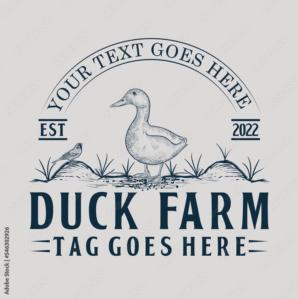 Vintage Duck Firm Logo. Hand Drawn Logo. Cross Hatching Duck Logo ...