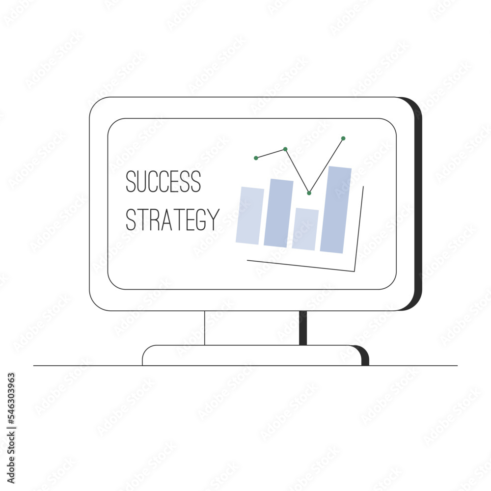 Success strategy. A computer monitor screen with Computer monitor ...