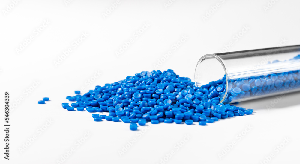 blue polymer on white isolate background in polymer and chemical ...