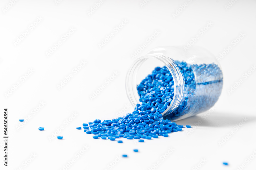 blue polymer on white isolate background in polymer and chemical ...