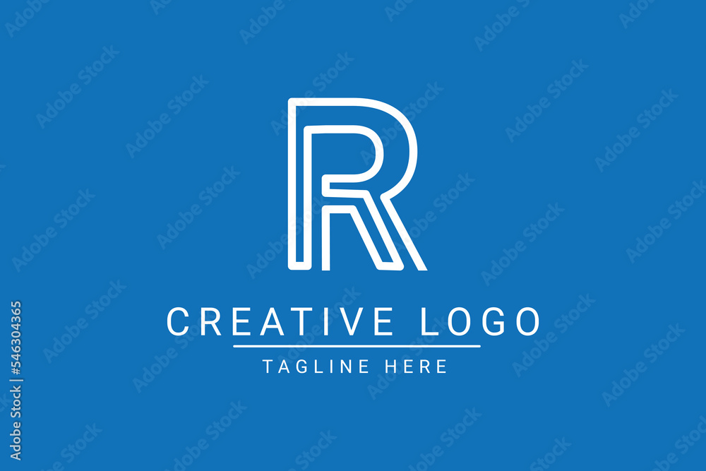 Modern creative letter R vector logo design. Minimalist R flat line ...