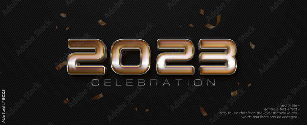 Custom text number 2023 with metal effect on dark background Stock ...