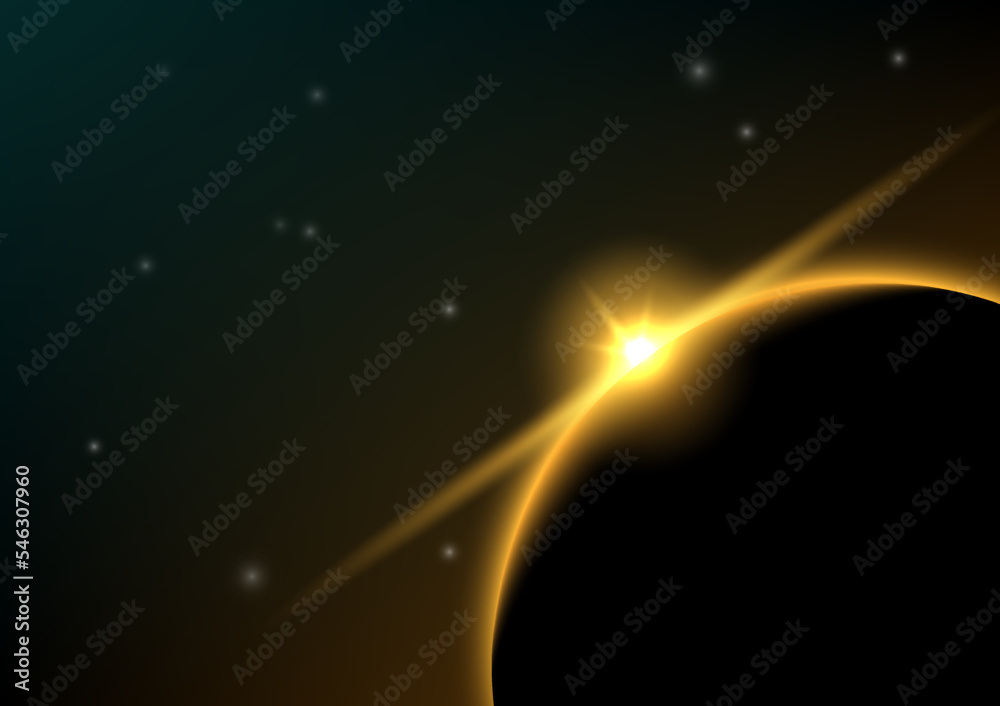 Planet and flare in outer space background. Vector illustration. Stock ...
